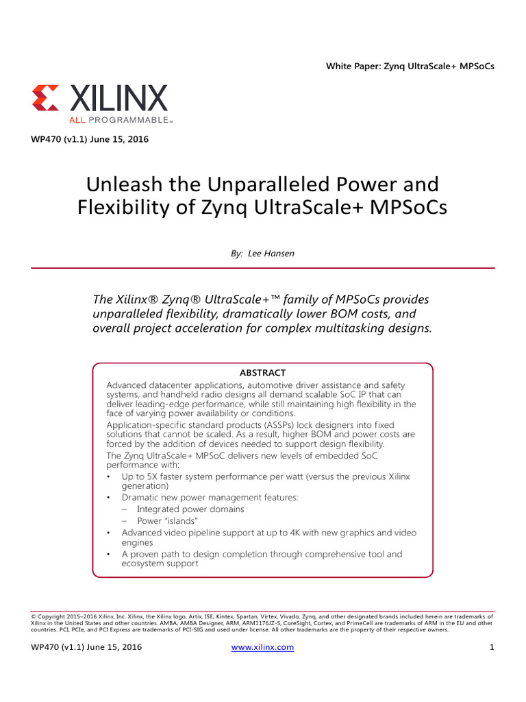 Unleash The Unparalleled Power And Flexibility Of Zynq Ultrascale Mpsocs Pdf System On A 