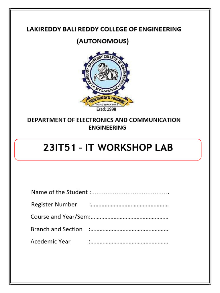 ECE IT Workshop Guide | PDF | Computer Hardware | Central Processing Unit