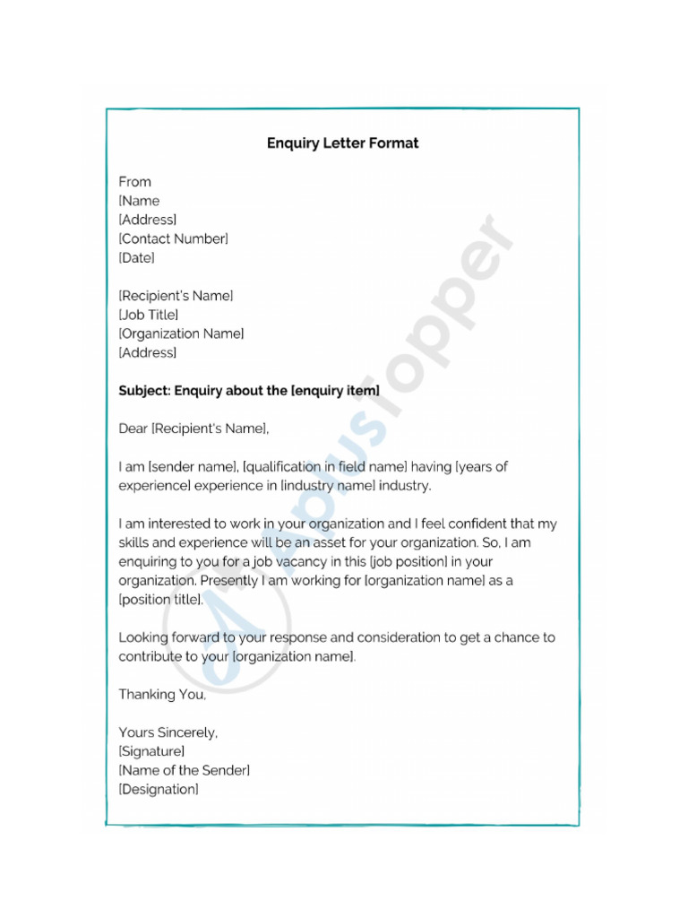Letter of Enquiry 1-2 | PDF