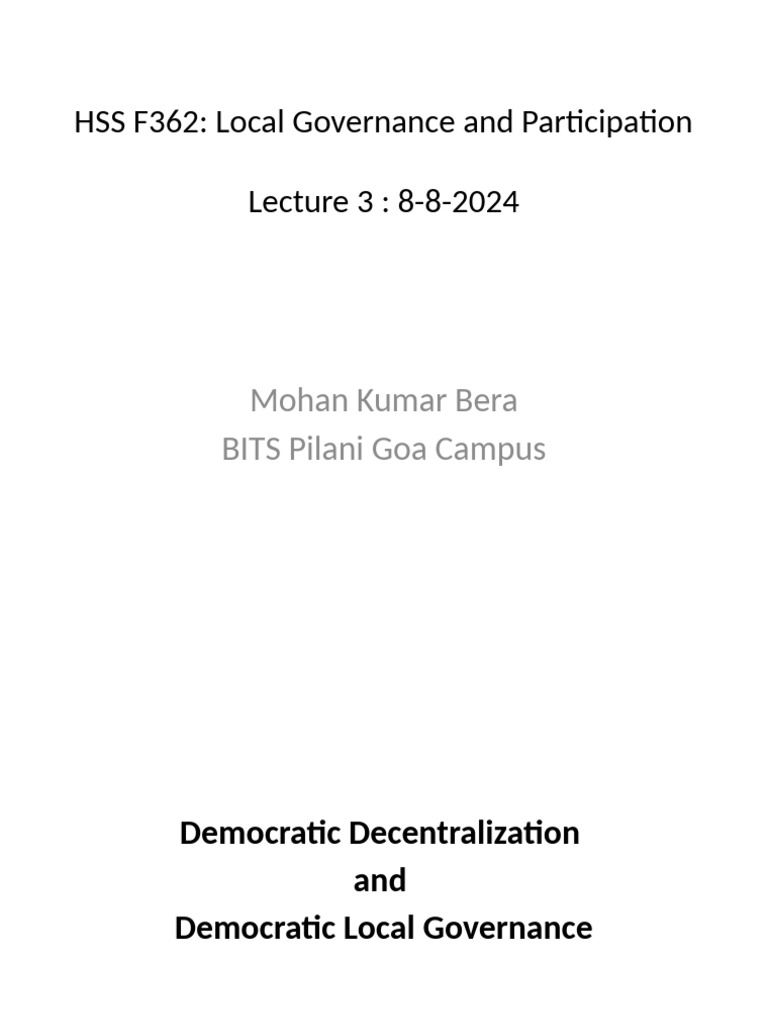 Lecture 3 8-8-2024 | PDF | Governance | Decentralization Lecture 3 8-8-2024 | PDF | Governance | Decentralization