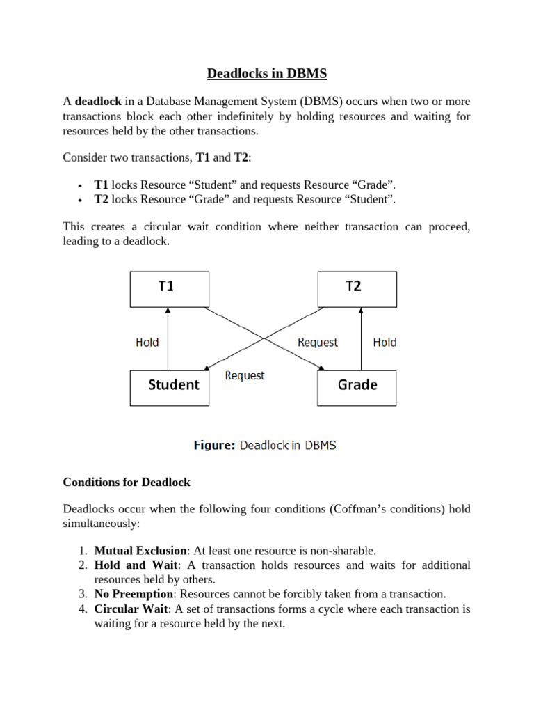 Deadlocks in DBMS | PDF