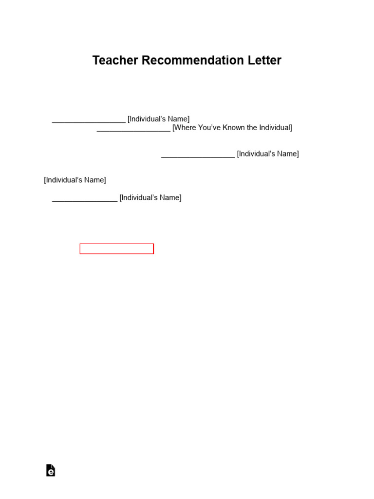 Teacher Recommendation Template | PDF