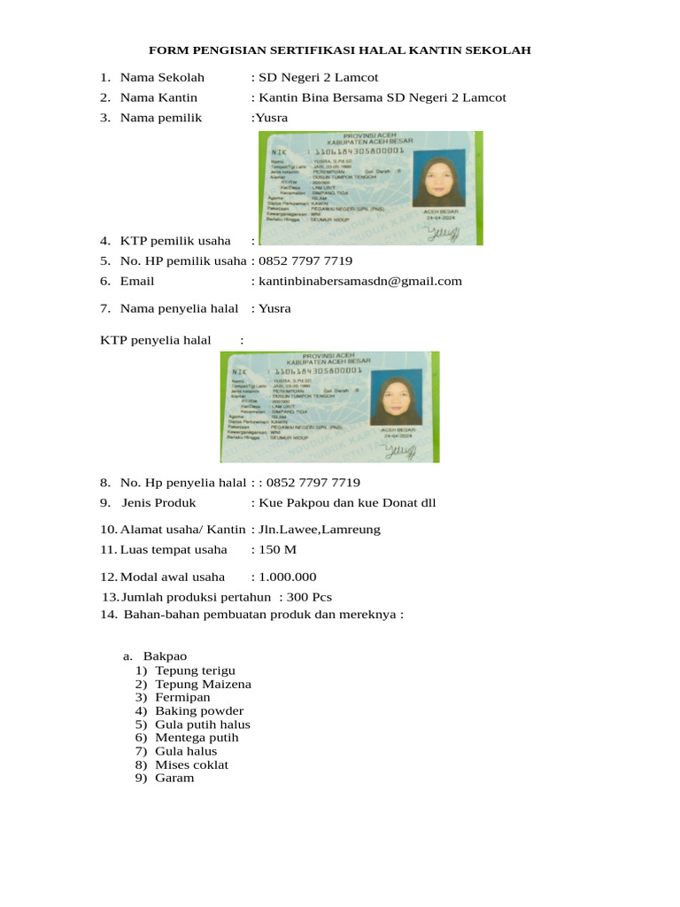 form YANG HARUS DISIAPKAN kantin sekolah (6) (1) (1) | PDF