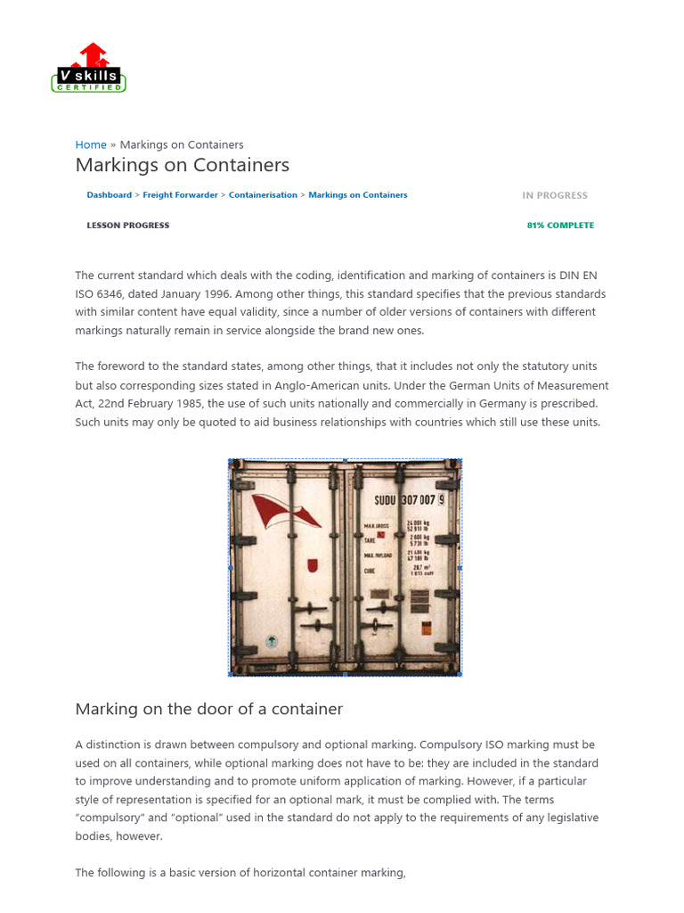 Markings on Containers – | PDF | Containerization | Cargo