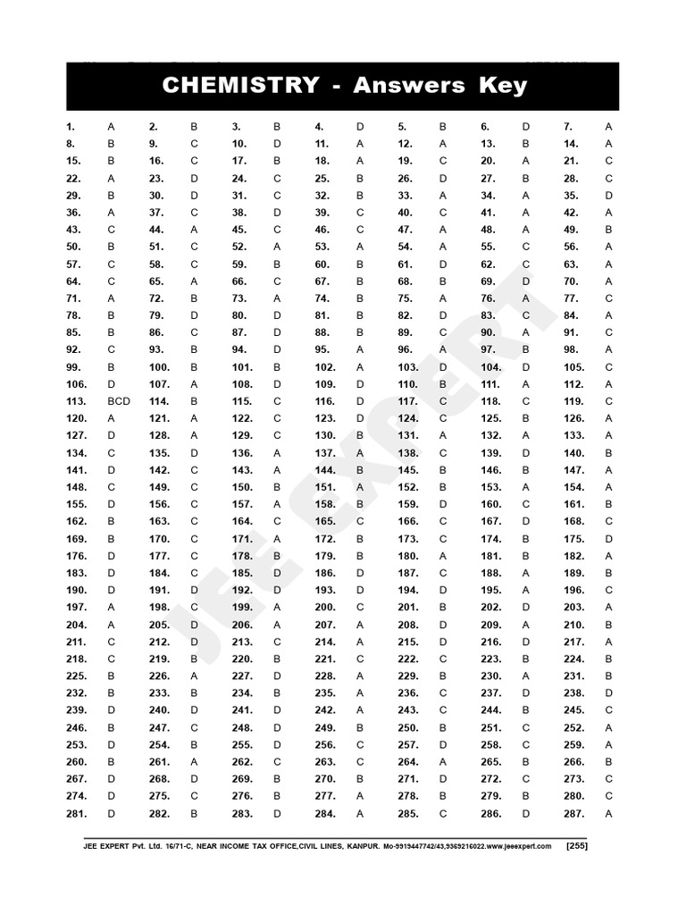 JEE Main Chemistry Answer Key | PDF | Thermodynamics | Scientific Phenomena