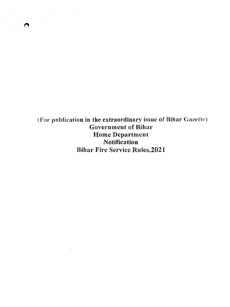 Bihar Fire Service Rules, 2021 | PDF