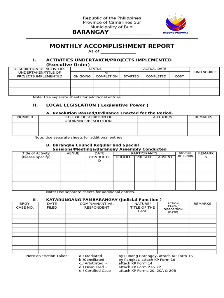 ACCOMPLISHMENT REPORT | PDF | Government