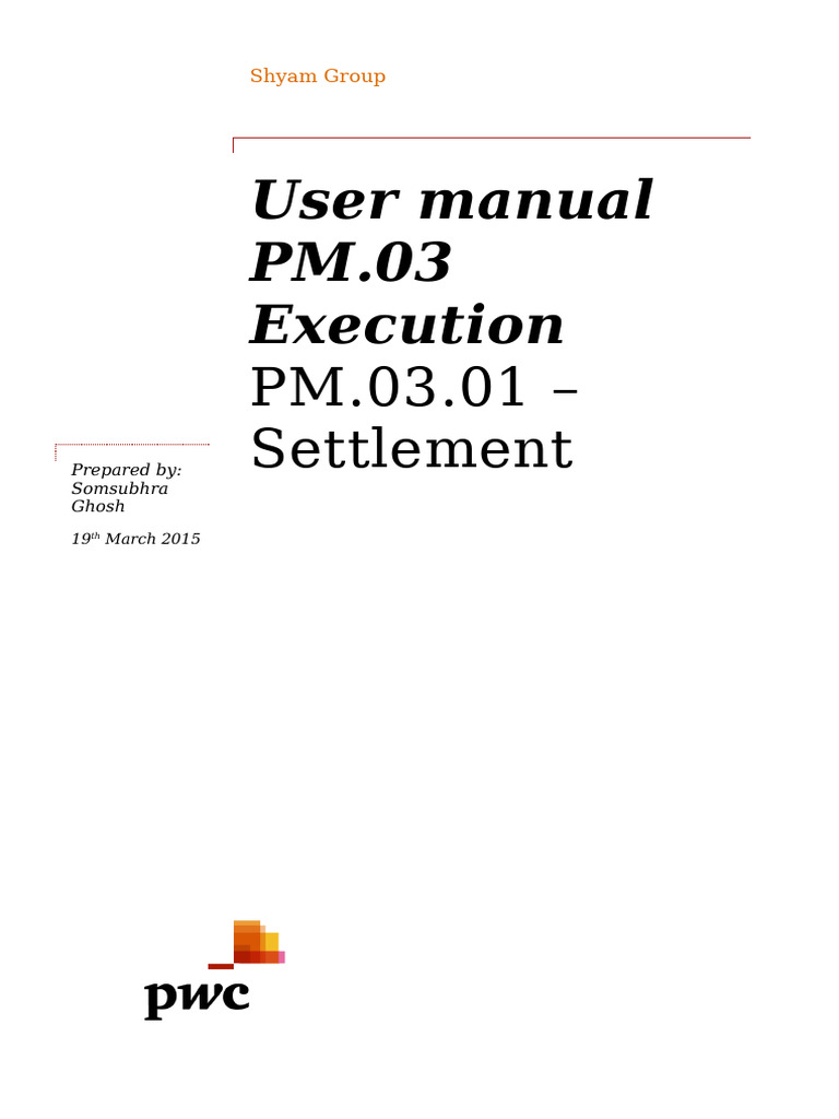 User Manual - PM.03.04 - Settlement | PDF | Computing | Software