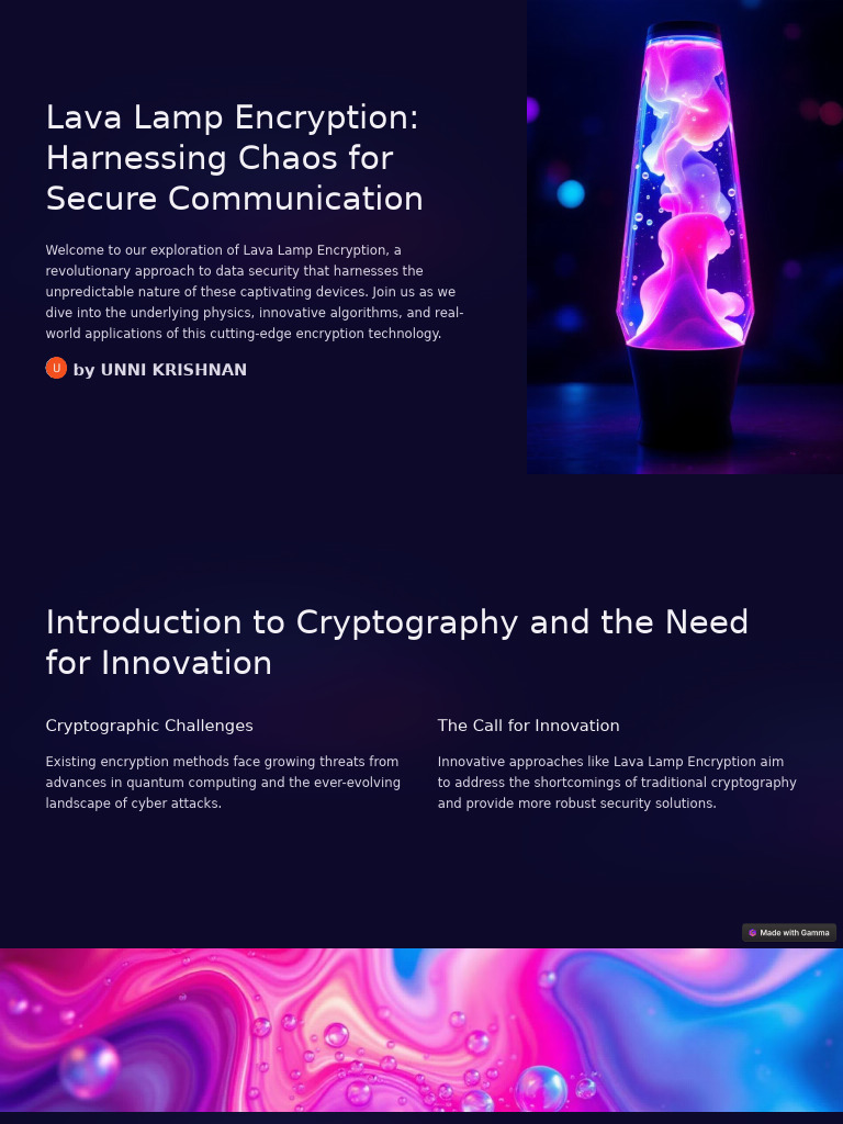Lava Lamp Encryption Harnessing Chaos For Secure Communication | PDF | Encryption | Key ...