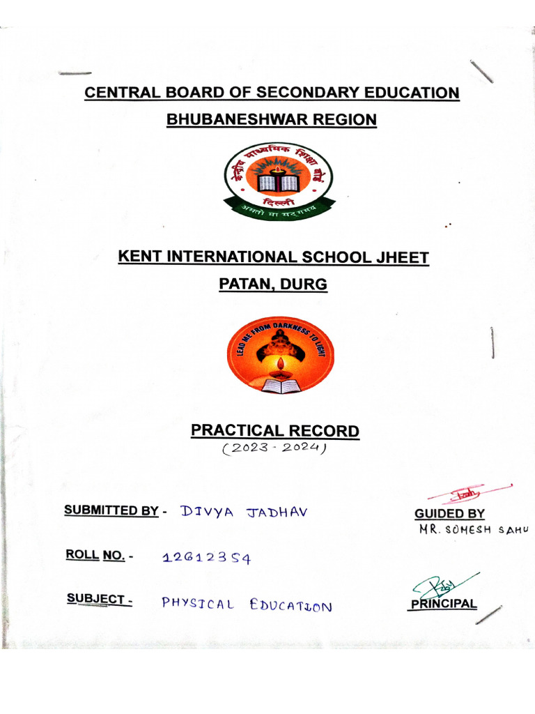 P .E Practical 2024-25 Class 12 TH | PDF