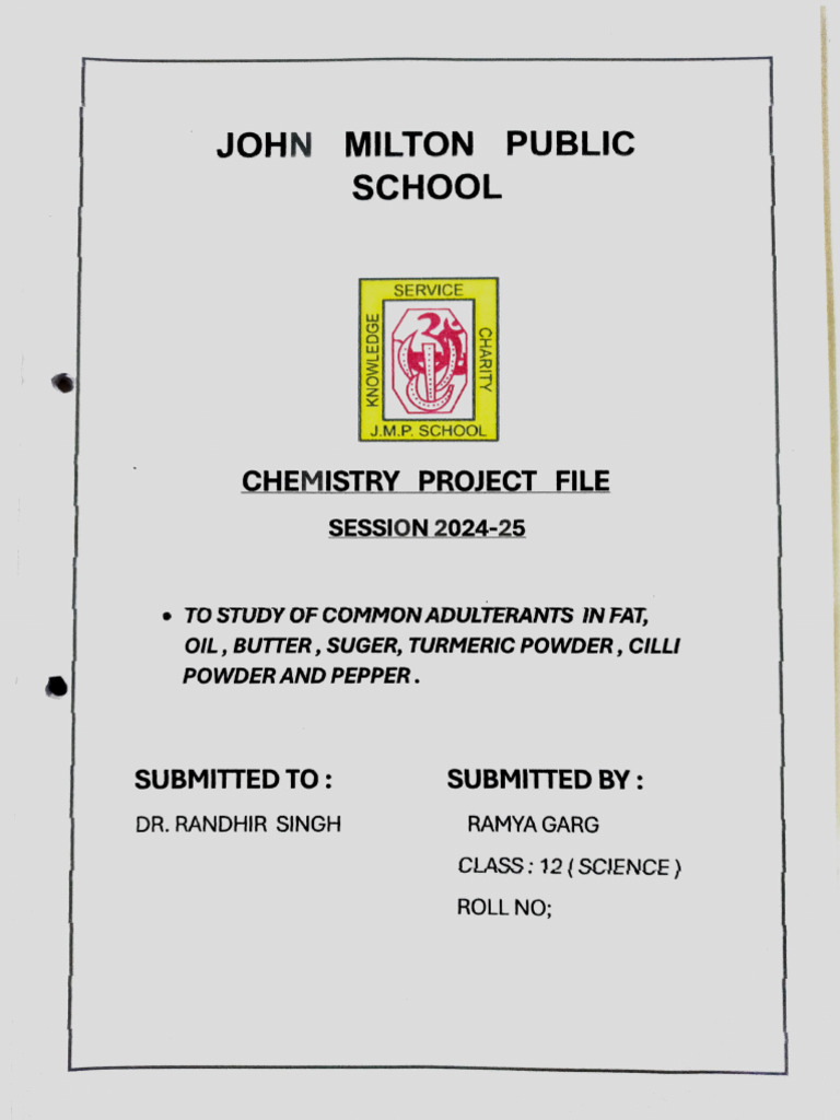 Project File Chemistry 2024-25 | PDF | Fat