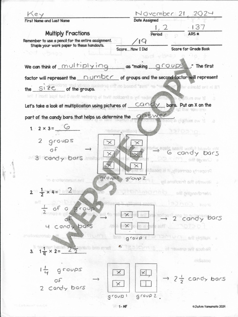 Multiply Fractions Answer Key | PDF