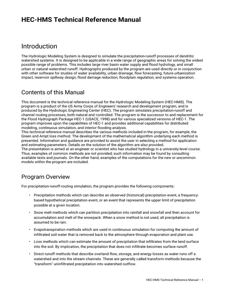 HEC-HMS Technical Reference Manual-v4-20241104_222614 | PDF | Surface Runoff | Conceptual Model
