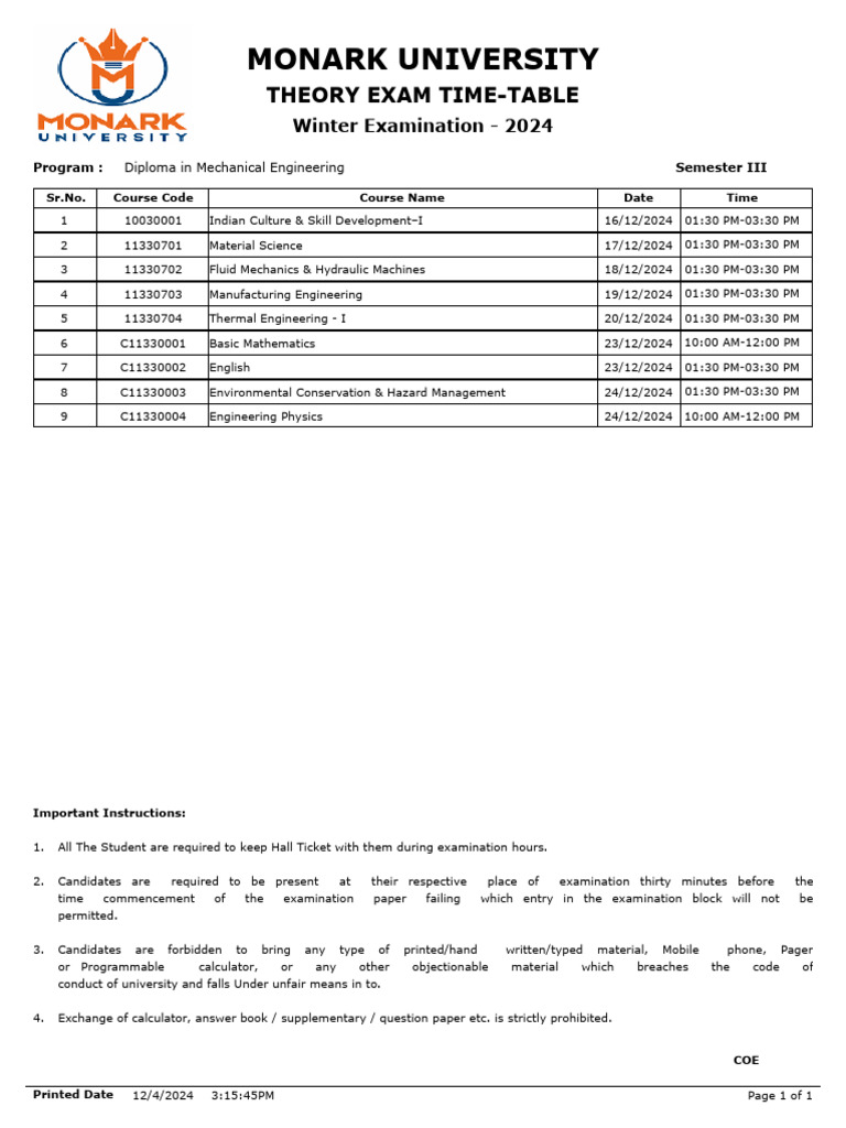 Diploma in Mechanical Engineering SEM-3 | PDF | Engineering | Mechanical Engineering