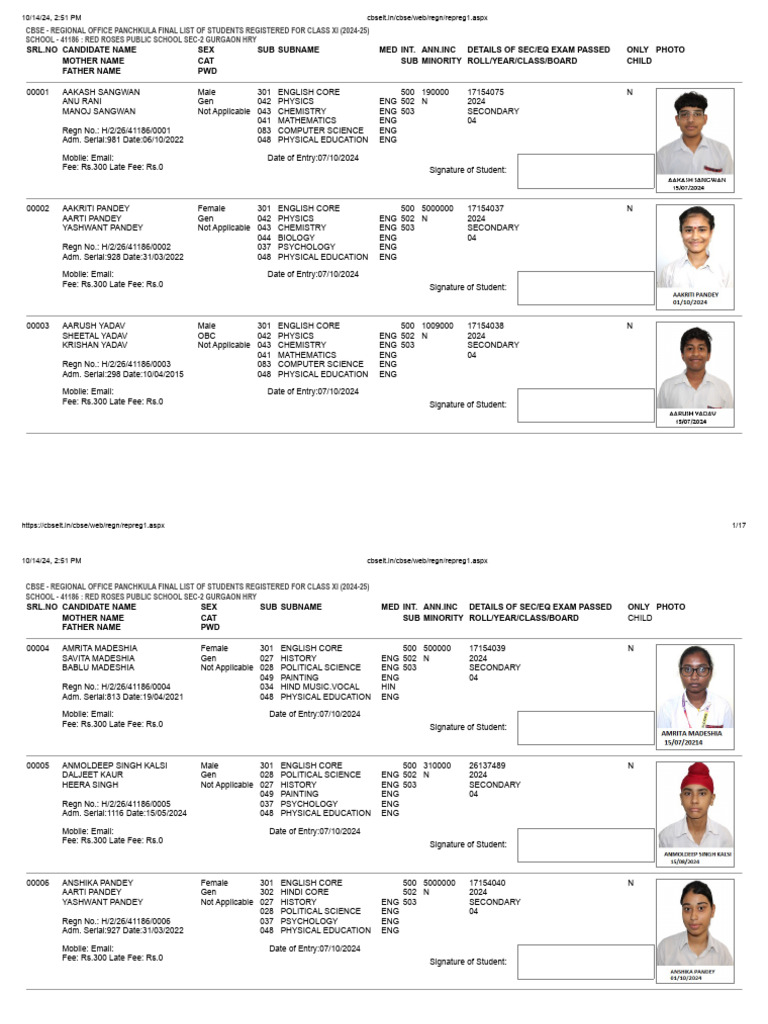 Cbseit - in Cbse Web Regn Repreg1.Aspx XI AFTER UPLOADING | PDF | Science