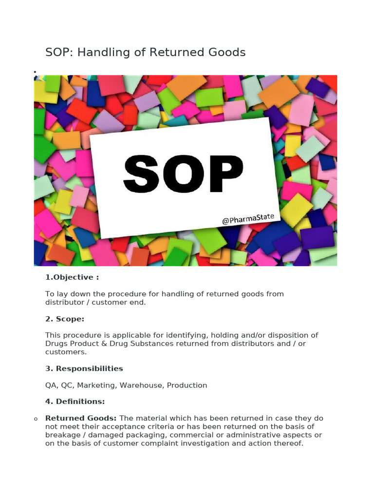SOP: Handling Returned Goods | PDF | Warehouse