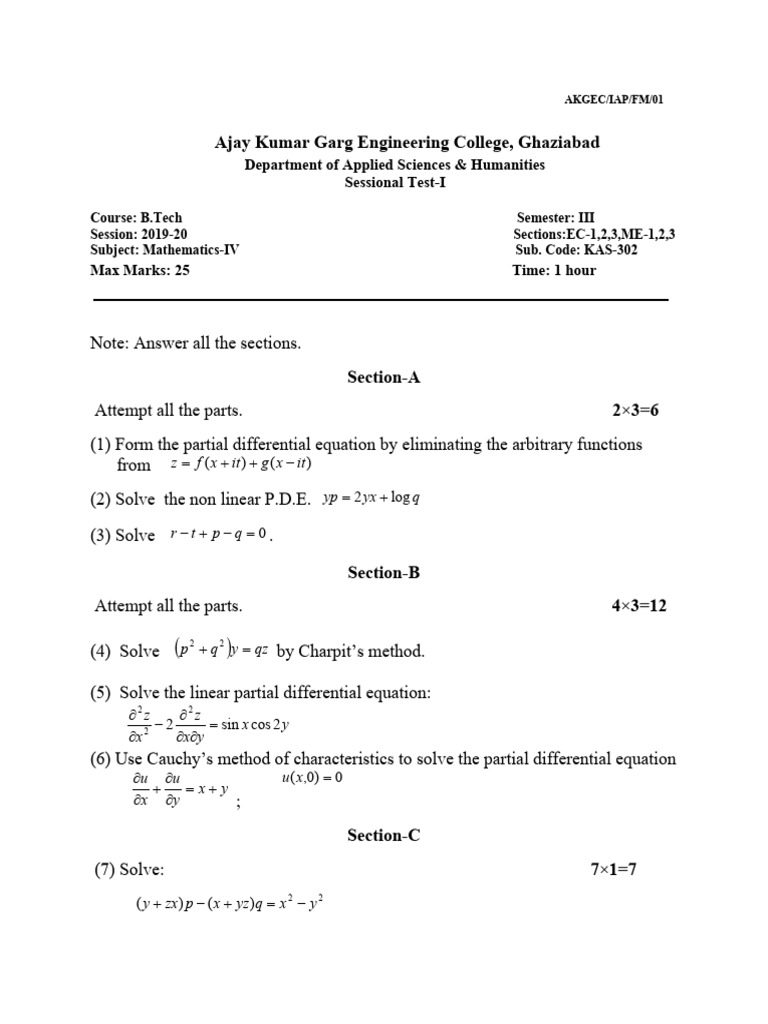 7) Maths Unit1 Practice Paper 1 | PDF