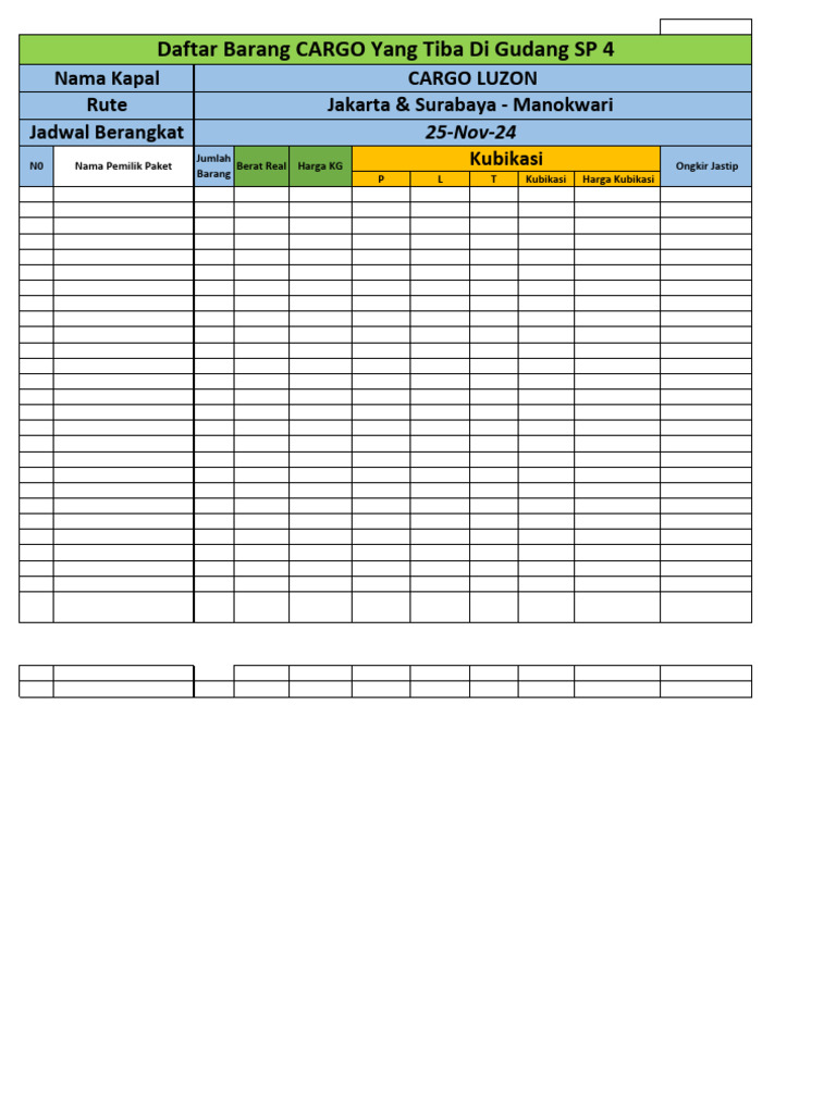 Paket CARGO Brangkat 25 November - 071330 | PDF