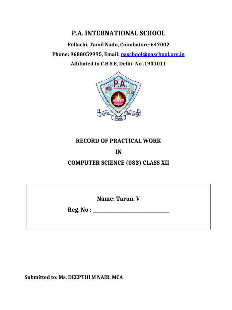 Class 12 Cs Practical Exercises Tarun | PDF | Text File | Letter Case