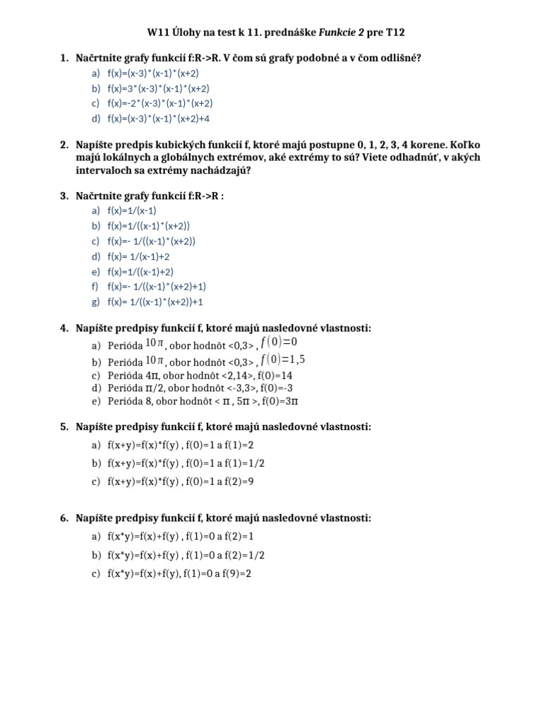 W11 Ulohy Test 2024 Funkcie2 | PDF