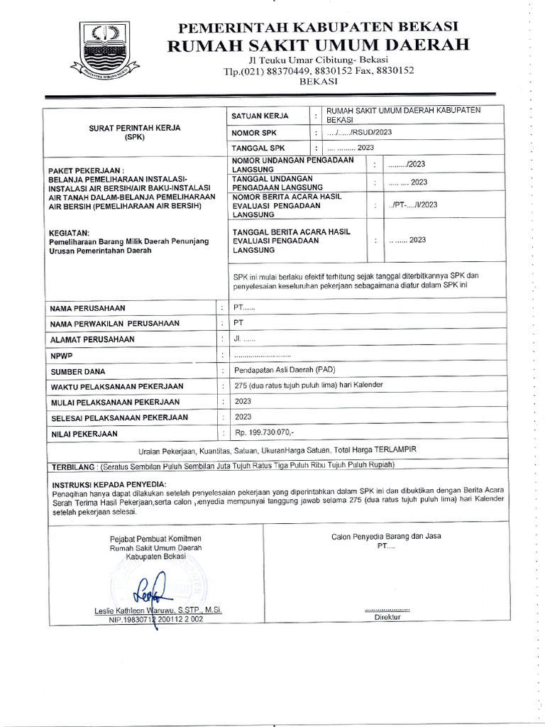 SPK Air Bersih 2023 | PDF