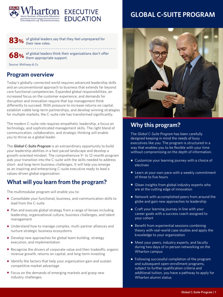 Wharton Global C-Suite Program Overview | PDF | Leadership | University