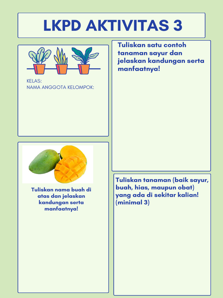 Contoh Tanaman Sayur dan Buah serta Manfaatnya | PDF