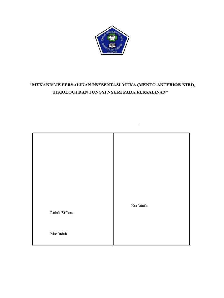 KELOMPOK 3 - Mekanisma Persalinan Presentasi Muka (Makalah) | PDF