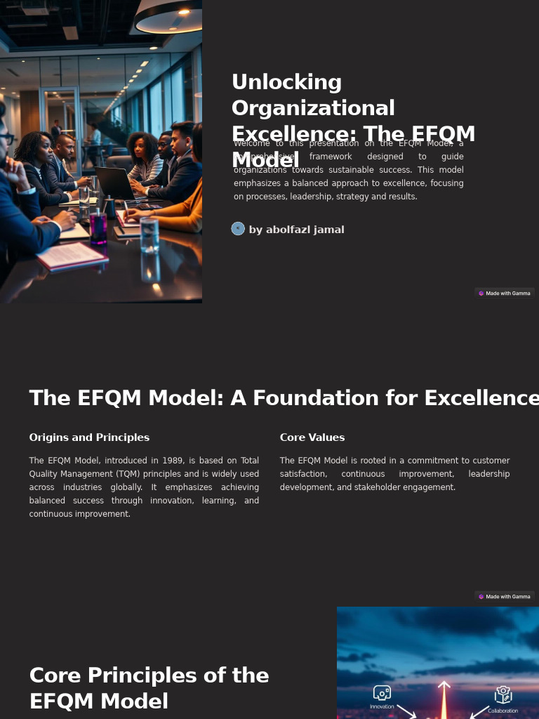 Unlocking Organizational Excellence The EFQM Model | PDF | Strategic ...