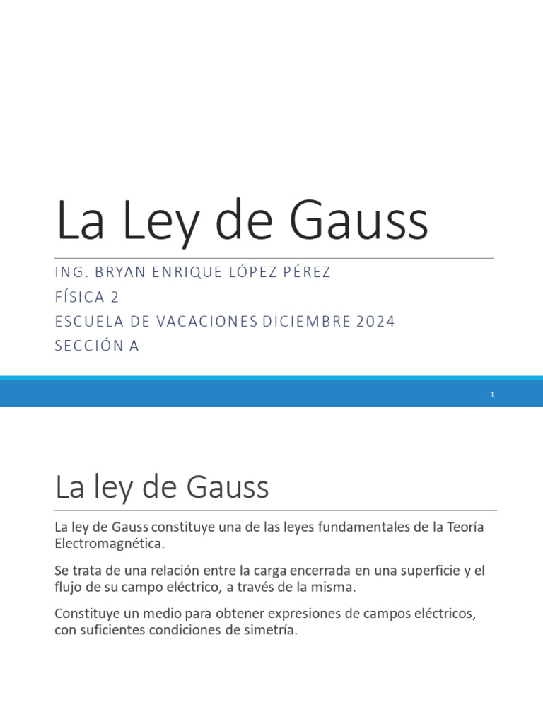 Ley de Gauss: Fundamentos y Aplicaciones | PDF | Campo eléctrico | Integral