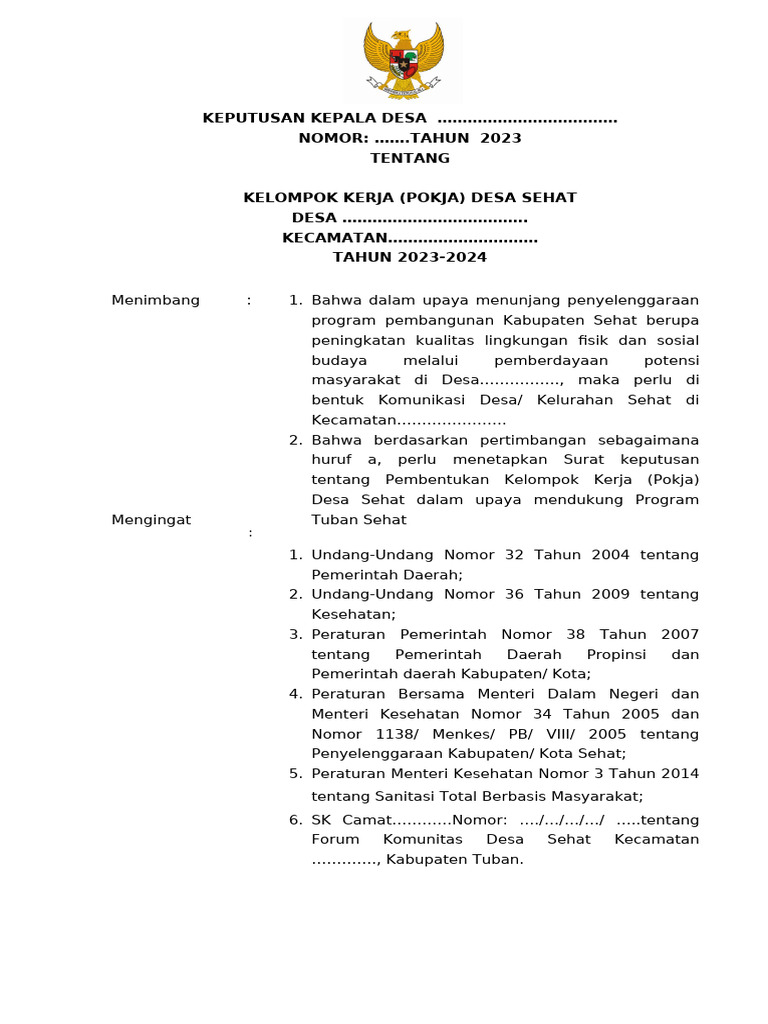 Contoh SK Desa Sehat NEW | PDF