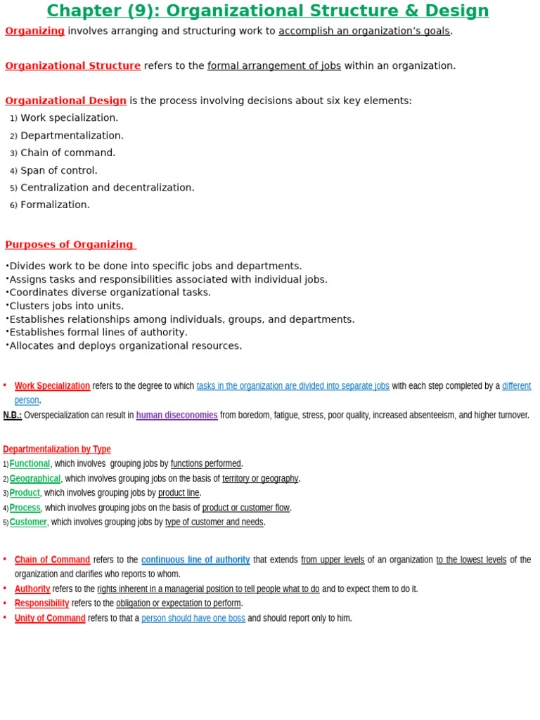 Management - ASSTMT - Chapter (9) - Organizational Structure | PDF ...