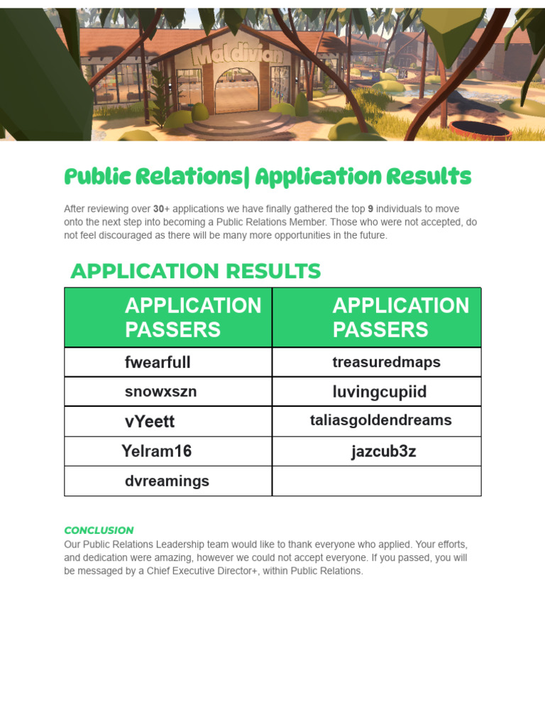 Public Relations Application Results 2023 | PDF