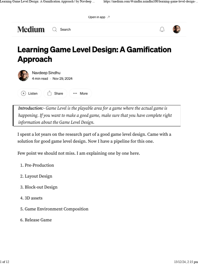 Learning Game Level Design_ A Gamification Approach _ by Navdeep Sindhu ... Learning Game Level Design_ A Gamification Approach _ by Navdeep Sindhu ...