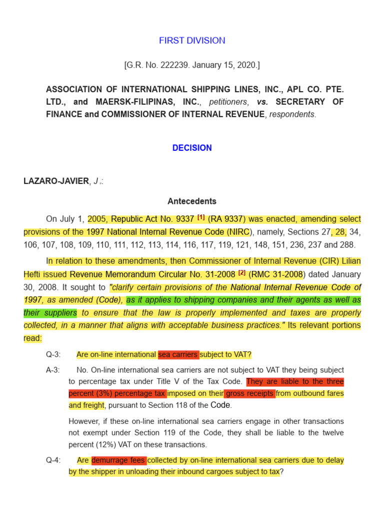 Taxation of International Shipping Lines | PDF | Declaratory Judgment | Res Judicata