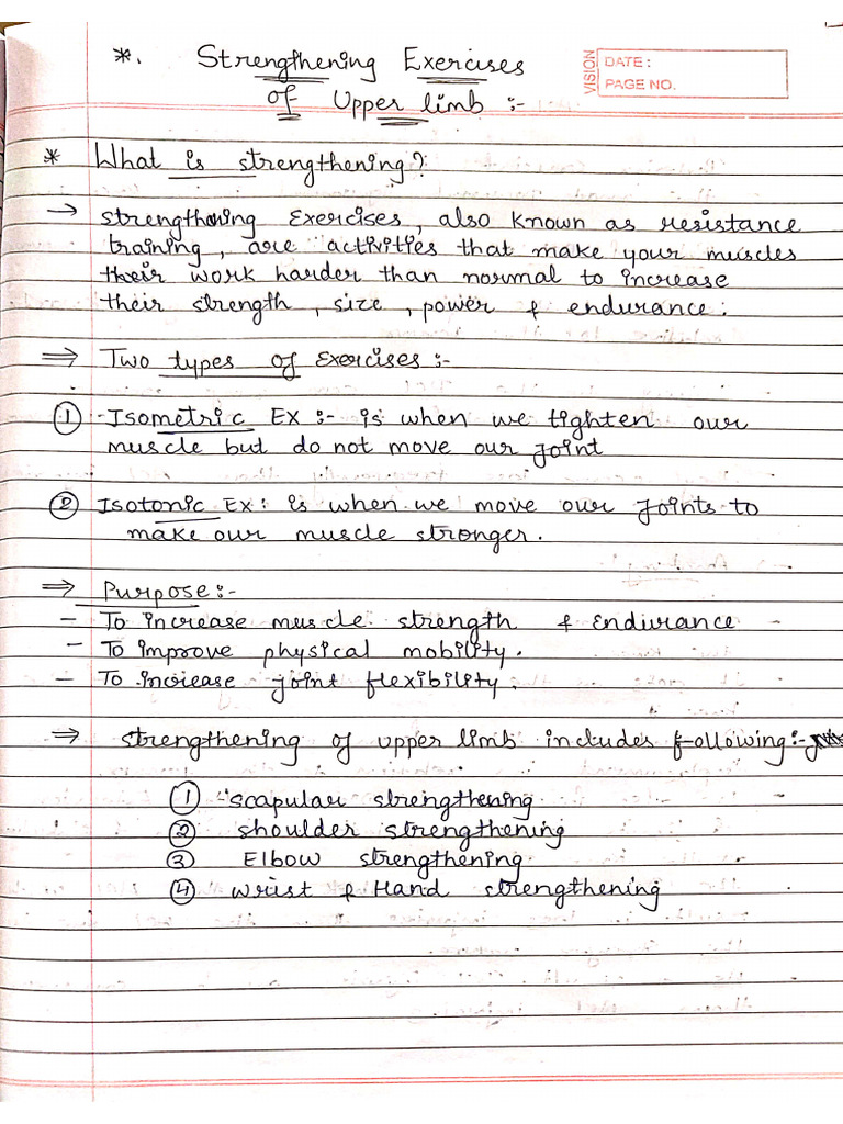 Strengthening of Upper Limb Exercise | PDF