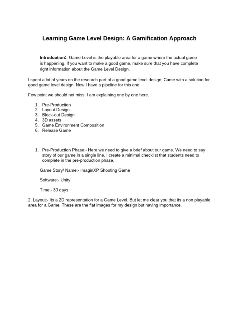 Learning Game Level Design - A Gamification Approach | PDF | 3 D ...