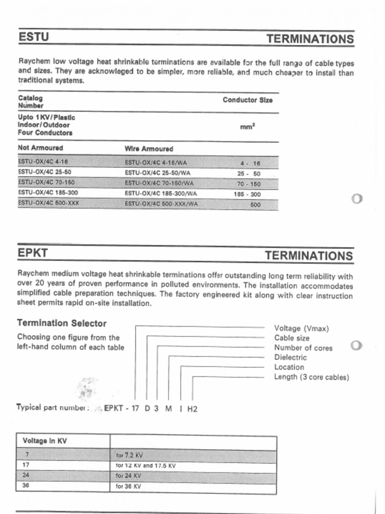 Raychem Termination Selection Guide | PDF