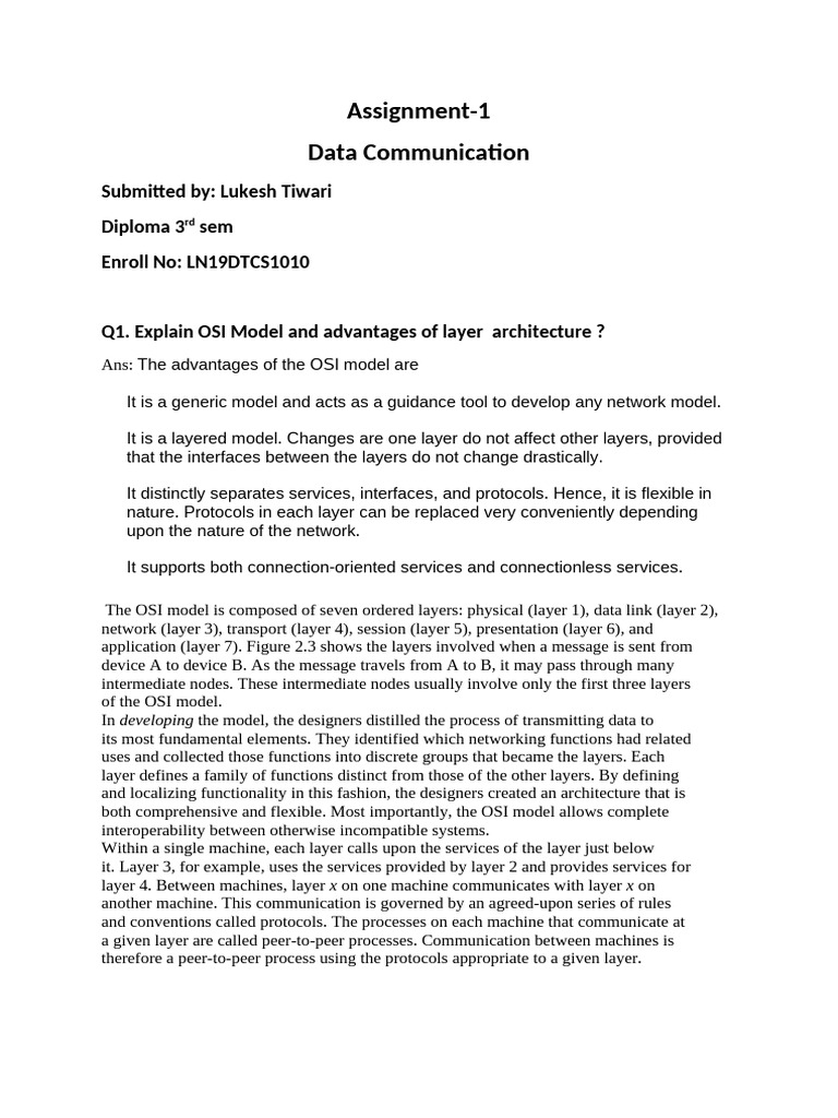 Lukesh Tiwari Diploma 3rd Sem Assignment | PDF | Computer Network | Coaxial Cable