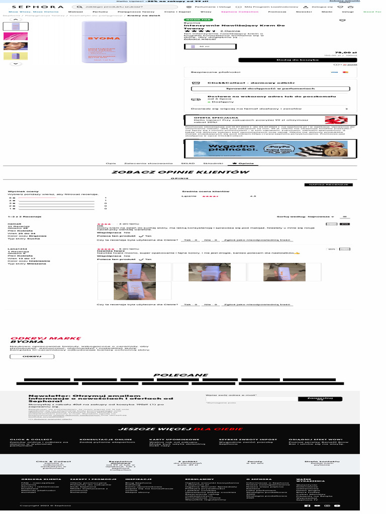 Intensywnie Nawilżający Krem Do Twarzy I BYOMA SEPHORA | PDF