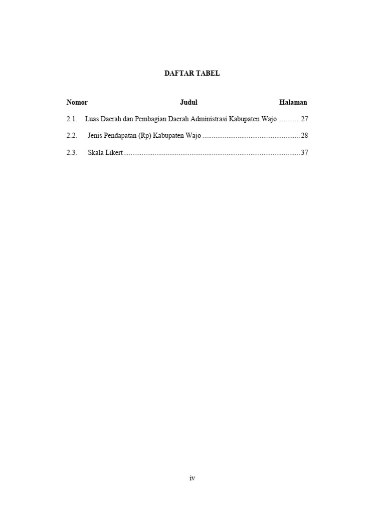 Daftar Tabel | PDF