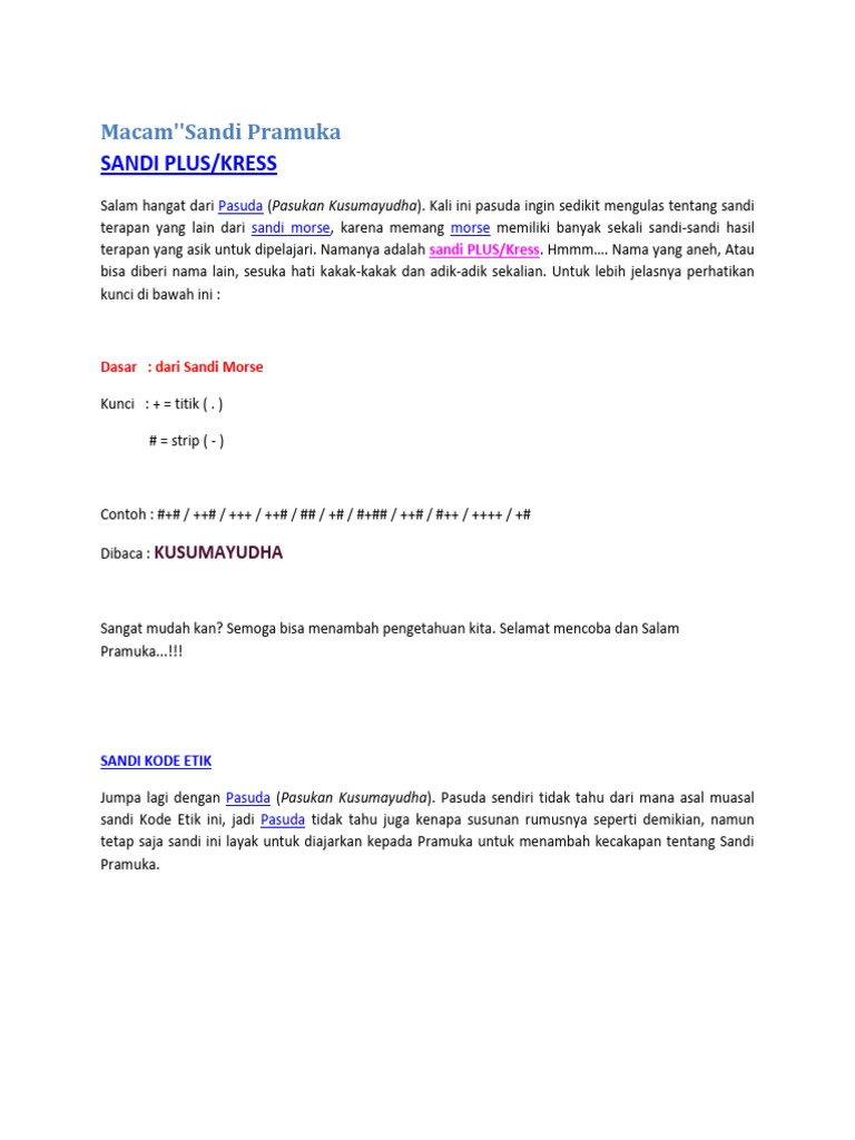 Sandi Pramuka Unik dan Kreatif | PDF
