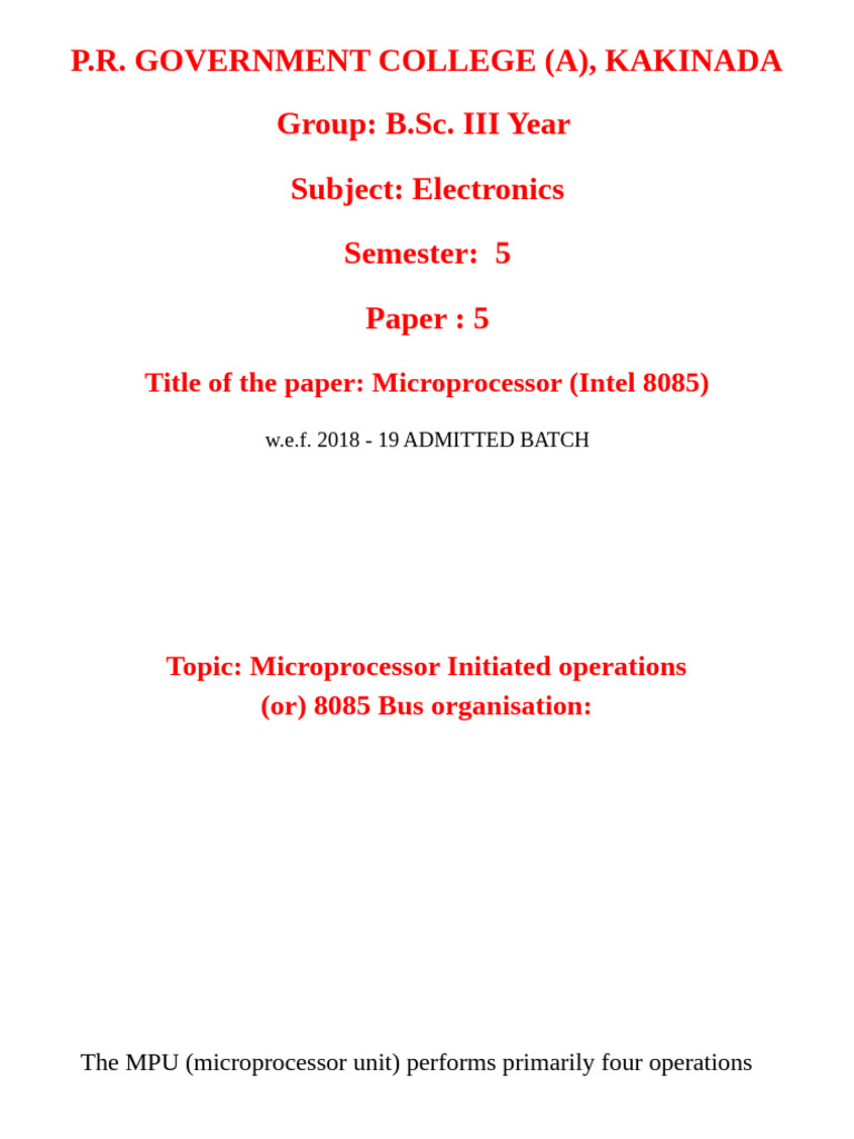 8085 Microprocessor Bus Organization Guide | PDF | Input/Output ...