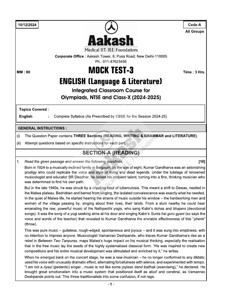 CBSE Mock Test-3A_All Groups (C-10) - English (Lang & Lit) (10-12-2024 ...
