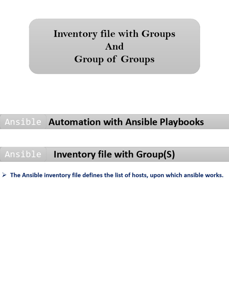 Ansible Playbook Inventory Guide | PDF
