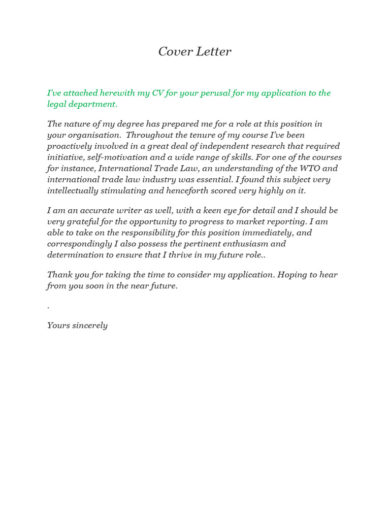Formal Cover Letter | PDF