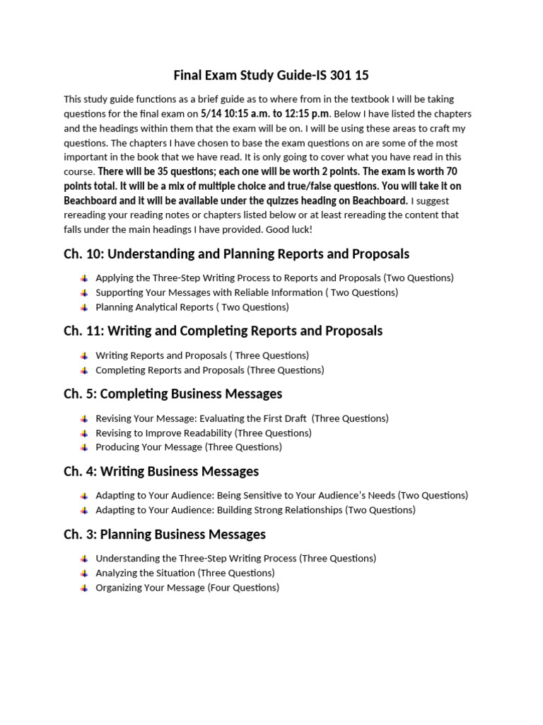 Is 301-15 Final Exam Study Guide | PDF