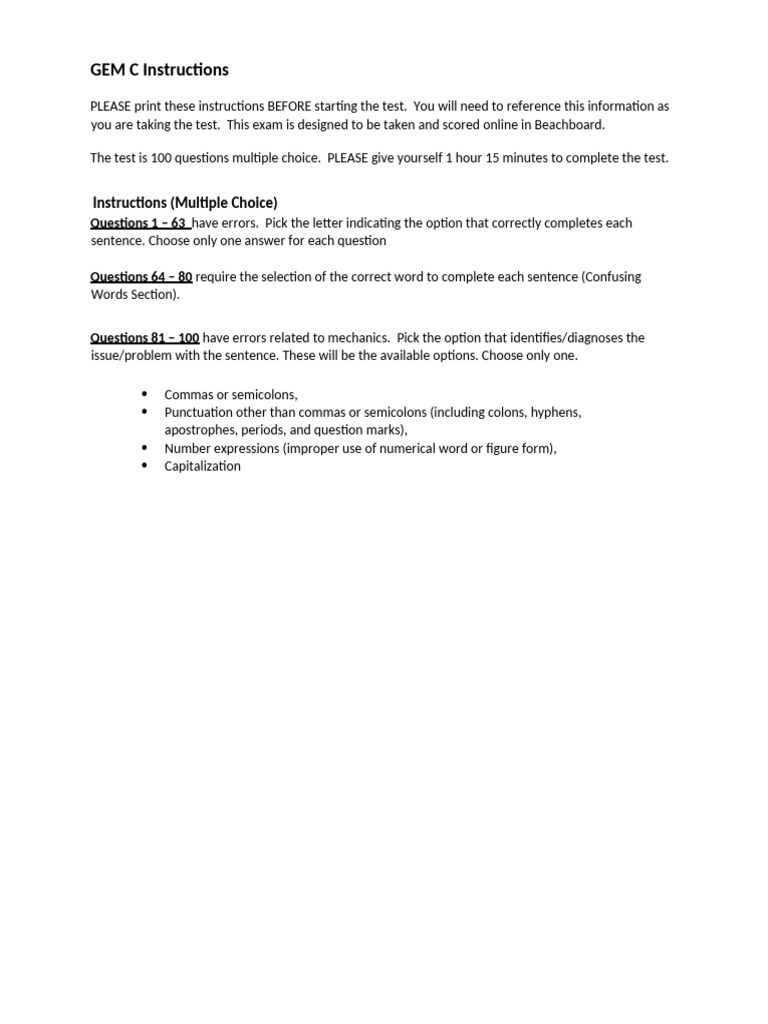 GEM C Instructions | PDF