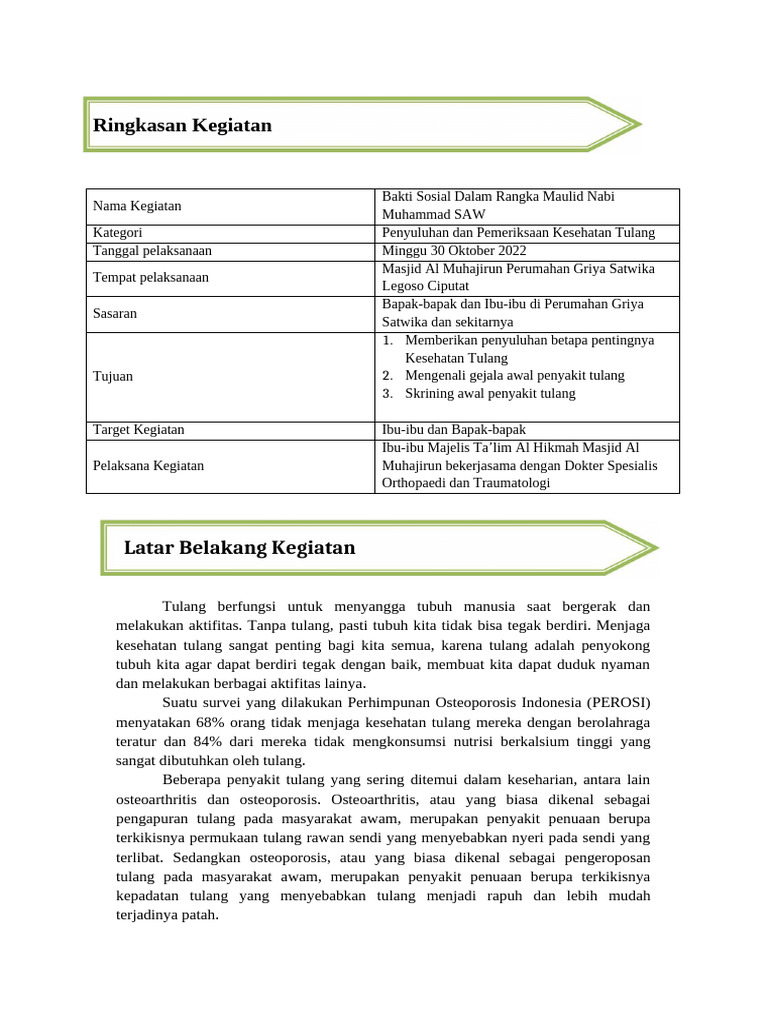 Proposal Baksos Tulang MT Al Hikmah | PDF