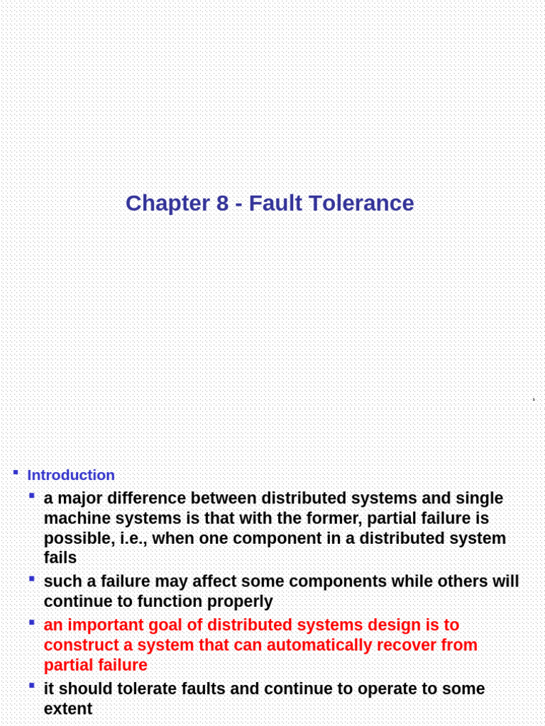 Chapter 8-Fault Tolerance | PDF | Transmission Control Protocol | Fault Tolerance